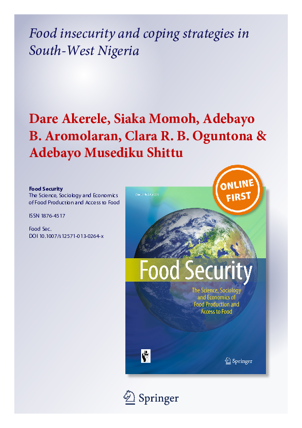 (PDF) Food insecurity and coping strategies in South-West Nigeria