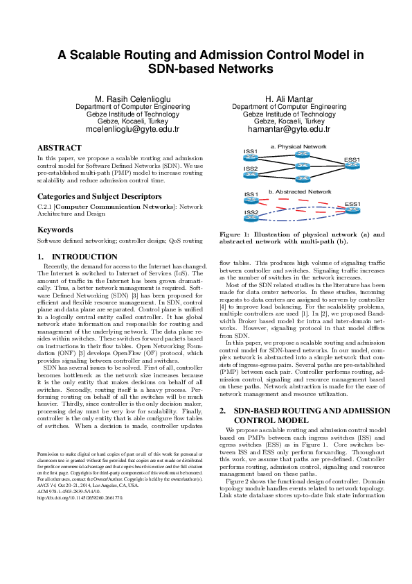 (PDF) A Scalable Routing and Admission Control Model in SDN-based Networks