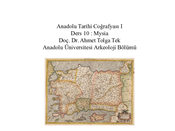 (PPT) Historical geography of Asia Minor - Lecture 10 Mysia