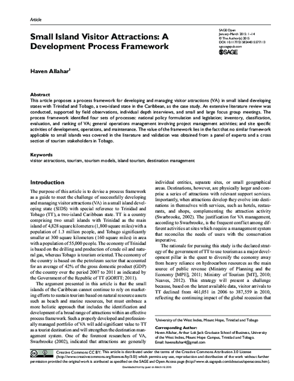 (PDF) Small Island Visitor Attractions: A Development Process Framework