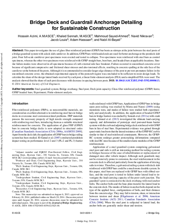 (PDF) Bridge Deck and Guardrail Anchorage Detailing for Sustainable ...