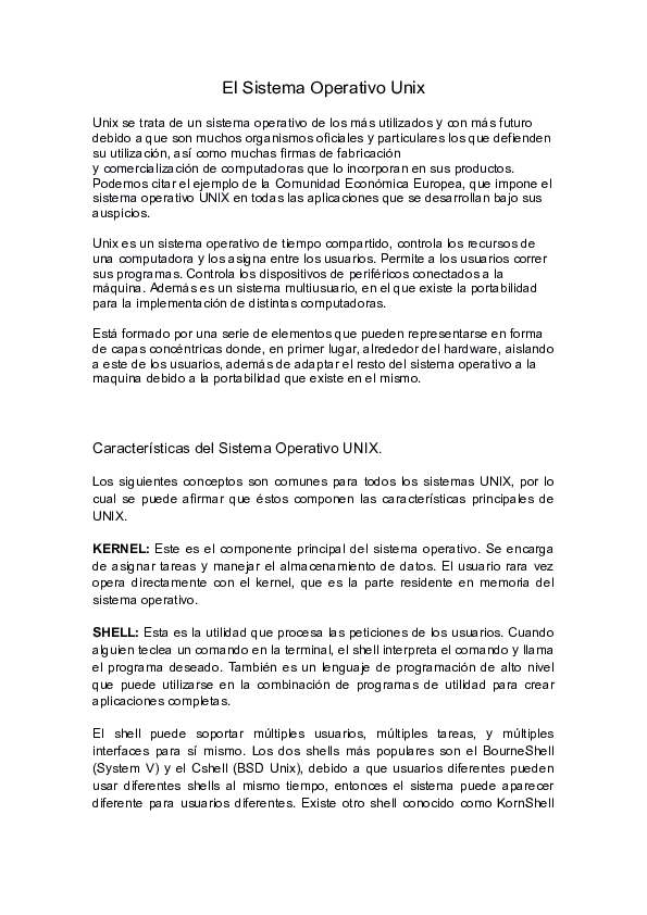(DOC) El Sistema Operativo Unix