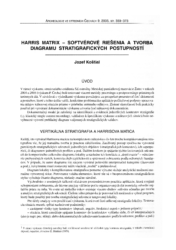 (PDF) Harris matrix - softvérové riešenia a tvorba diagramu ...