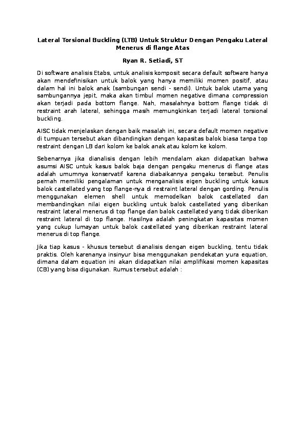 (DOC) Lateral Torsional Buckling (LTB) Untuk Struktur Dengan Pengaku ...