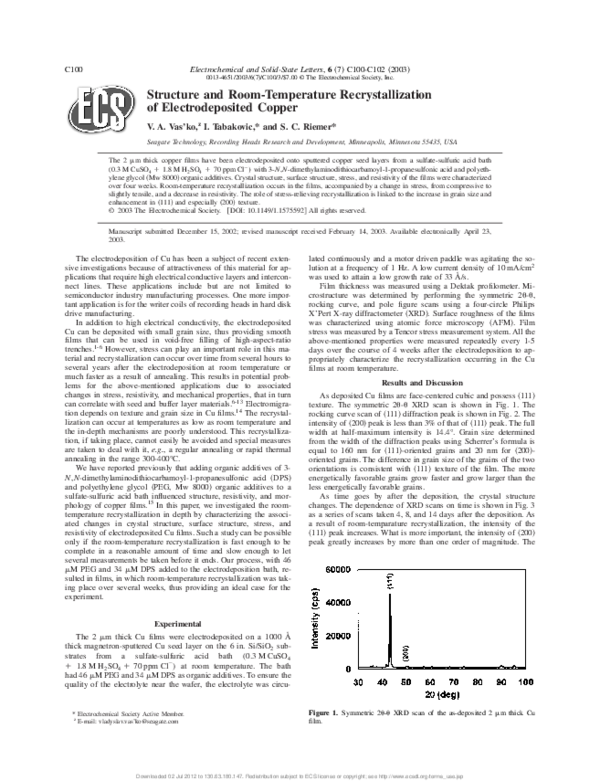 (PDF) Structure and Room-Temperature Recrystallization of ...