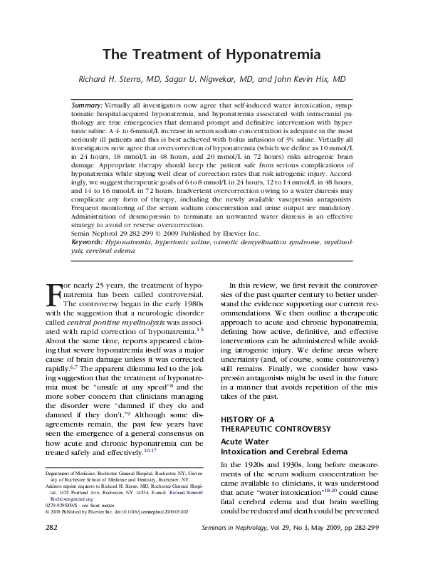 (PDF) The Treatment of Hyponatremia