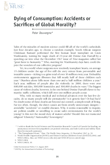 (PDF) Dying of Consumption: Accidents or Sacrifices of Global Morality?