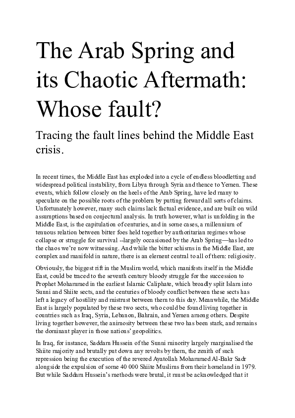 (DOC) The Arab Spring and its Chaotic Aftermath: Whose fault? Tracing ...
