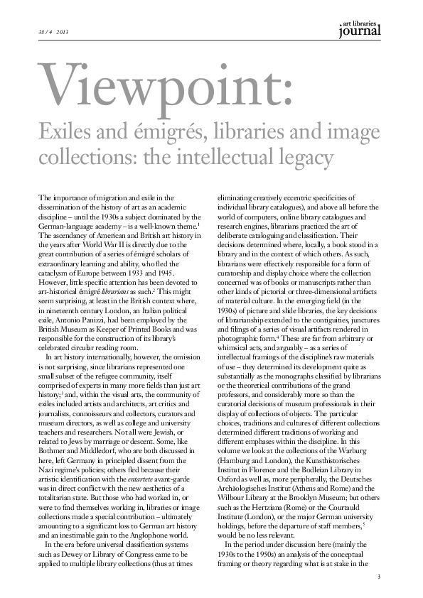 (PDF) Viewpoint: Exiles and Emigres, Libraries and Image Collections ...