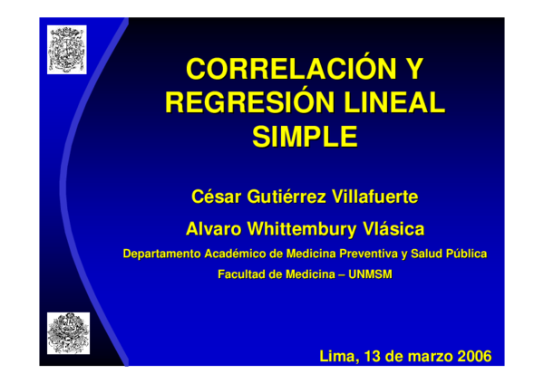 (PDF) CORRELACI CORRELACI Ó Ó N Y N Y REGRESI REGRESI Ó Ó N LINEAL N LINEAL SIMPLE SIMPLE C C é ...