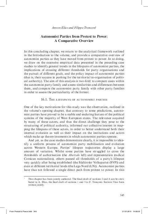 (PDF) Autonomist Parties from Protest to Power: A Comparative Overview