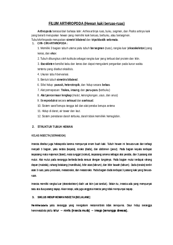 (DOC) Resume Arthropoda
