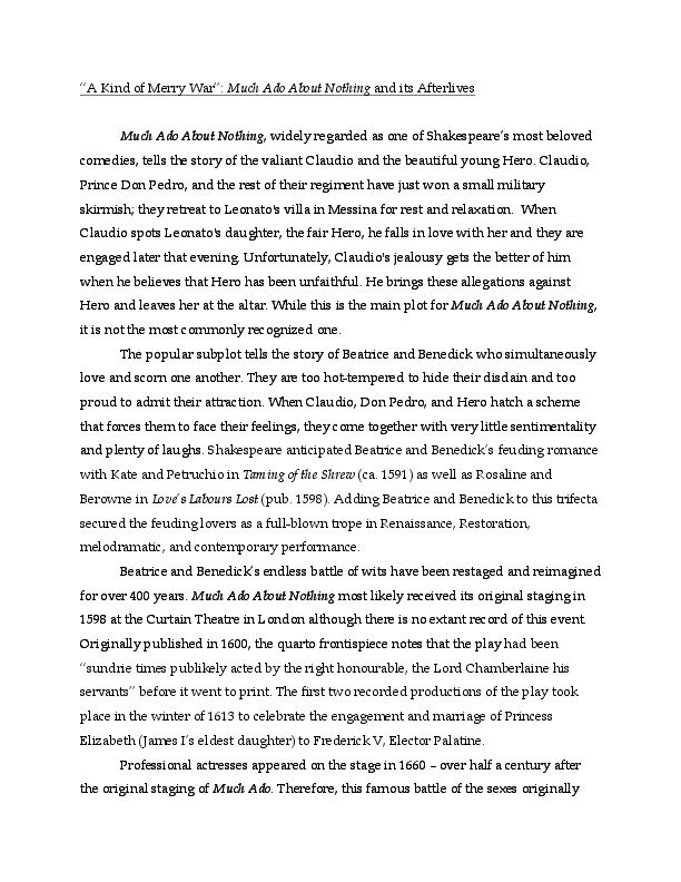 (PDF) “A Kind of Merry War”: Much Ado About Nothing and its Afterlives