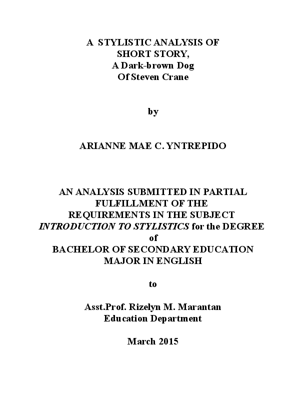 A Dark Brown Dog By Stephen Crane