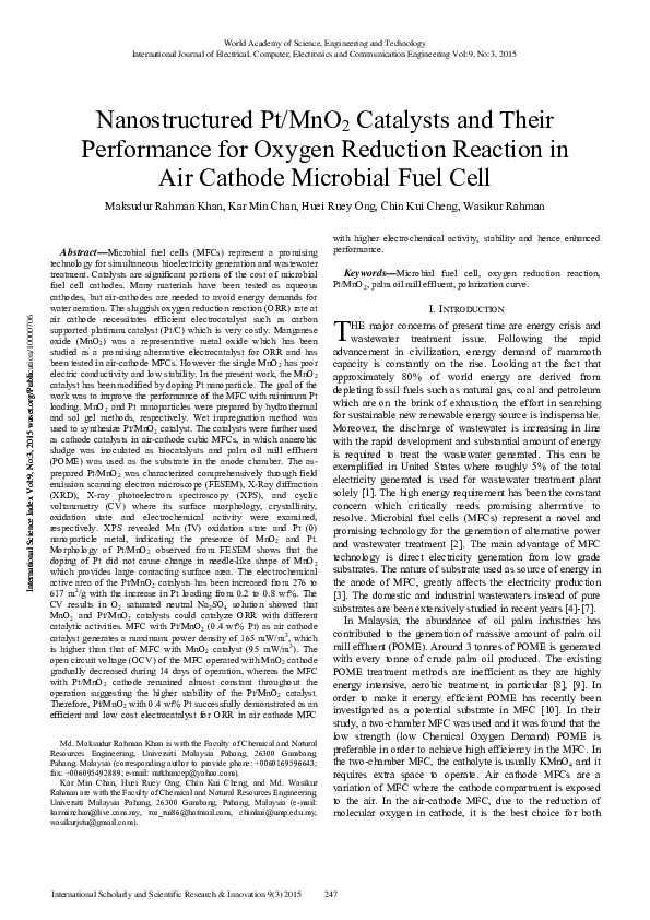 (PDF) Nanostructured Pt/MnO2 Catalysts and Their Performance for Oxygen ...
