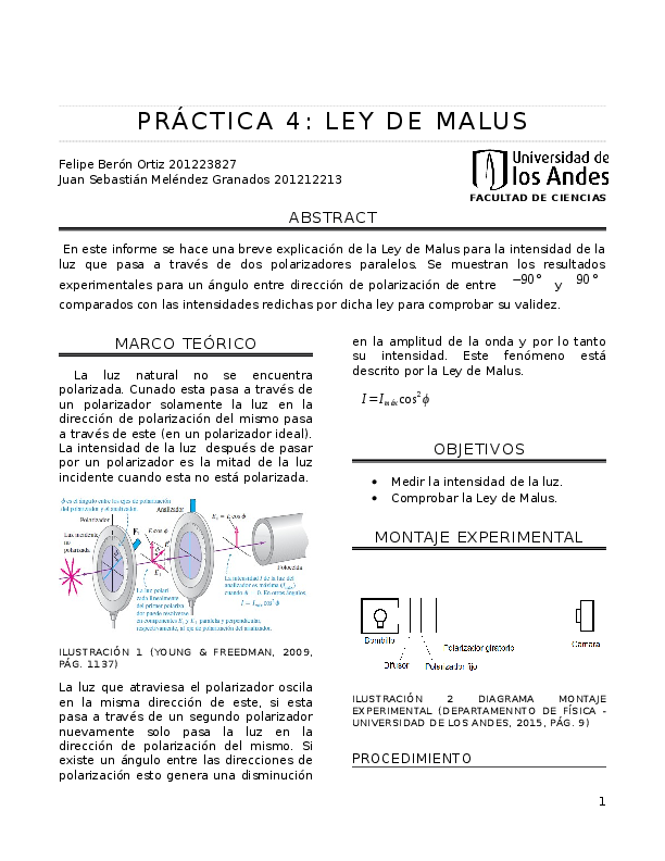 (DOC) PRÁCTICA 4: LEY DE MALUS