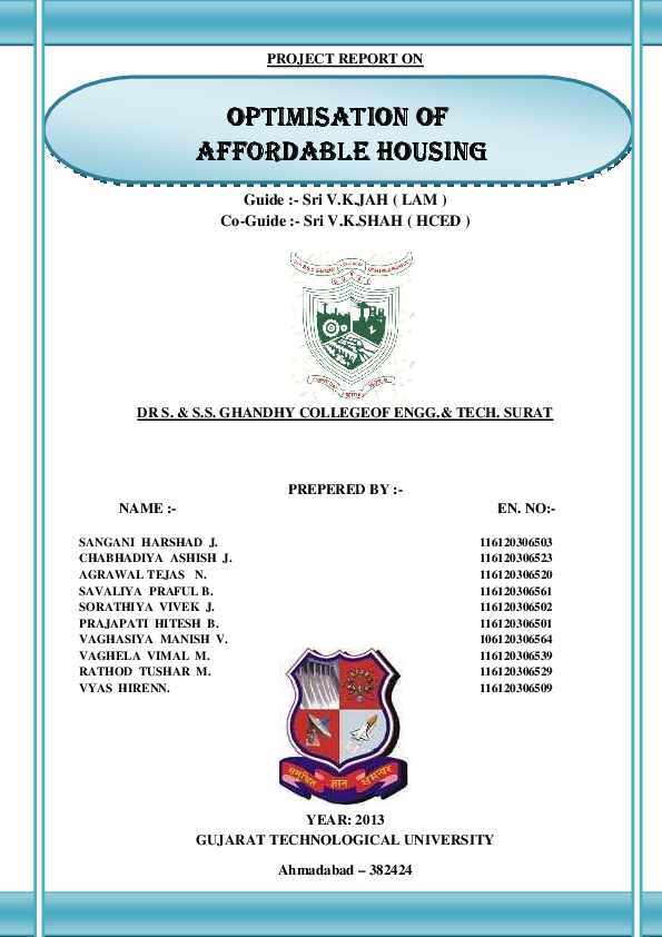 (PDF) Project report on Optimization of affordable housing