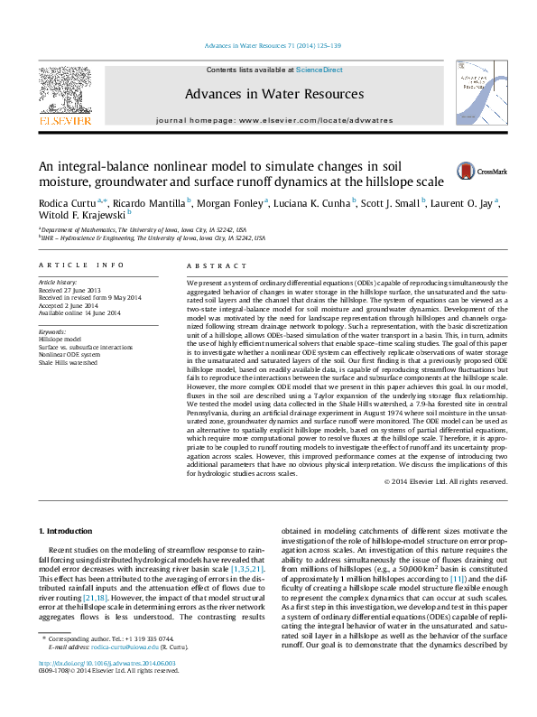 (PDF) An integral-balance nonlinear model to simulate changes in soil moisture, groundwater and ...