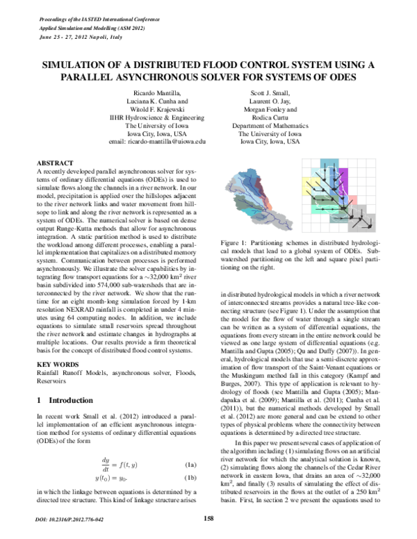 Pdf Simulation Of A Distributed Flood Control System Using A Parallel Asynchronous Solver For
