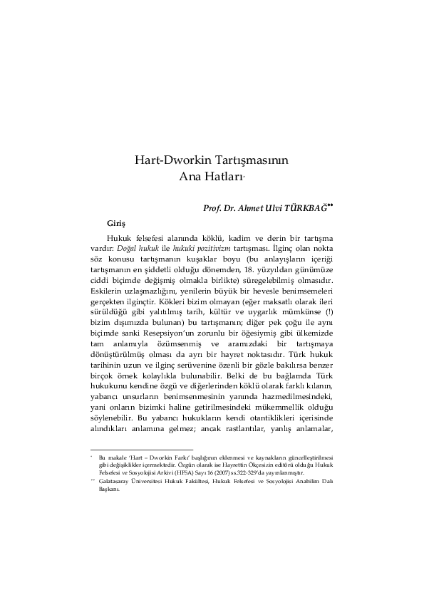 Hart - Dworkin Tartışmasının Ana Hatları