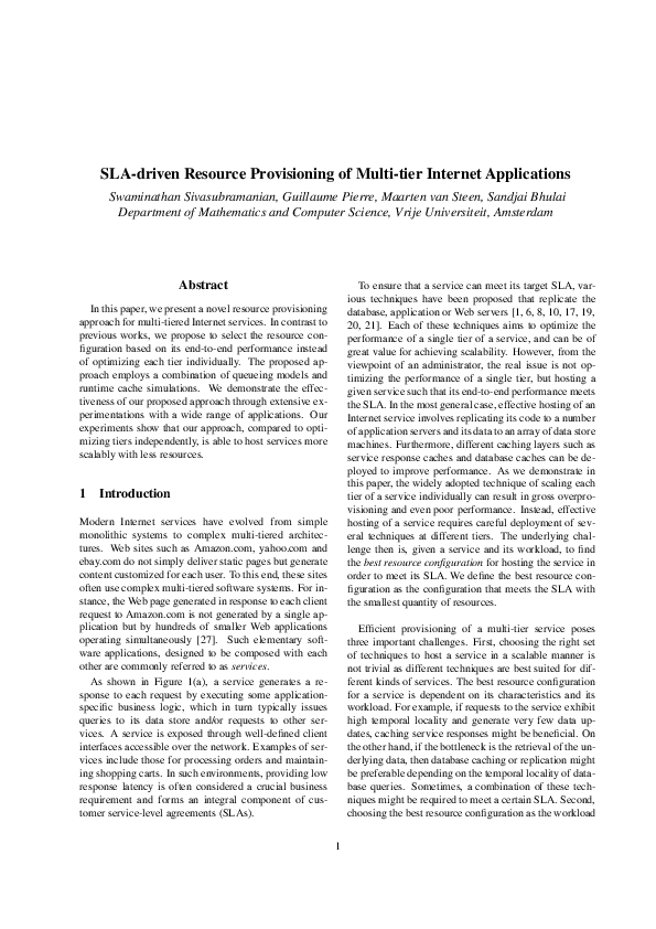 (PDF) Sla-driven resource provisioning of multi-tier internet applications