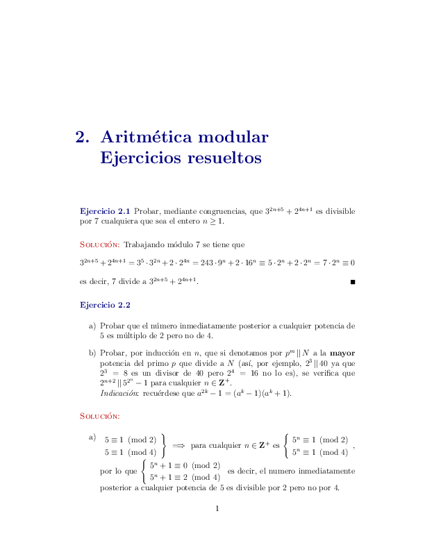 (PDF) 2. Aritmética modular Ejercicios resueltos