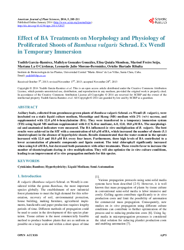 (PDF) Effect of BA Treatments on Morphology and Physiology of ...