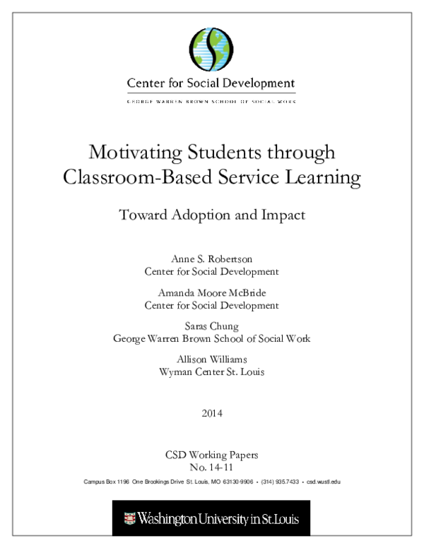 (PDF) Motivating students through classroom-based service learning ...