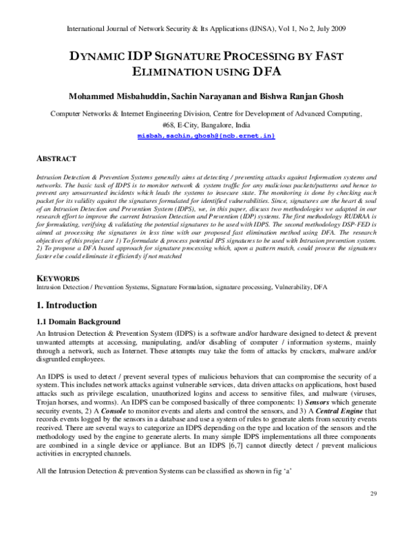 (PDF) Fast DFA-Based Signature Processing in IDPS