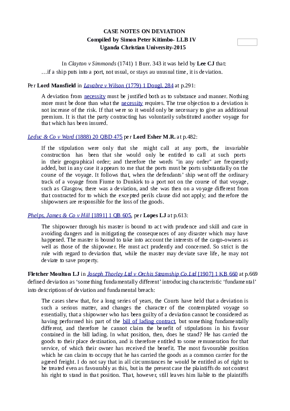 (DOC) CASENOTES ON DEVIATION