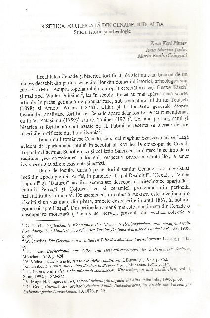(PDF) Zeno Karl Pinter, Ioan Marian Ţiplic, Maria Emilia Crîngaci, Biserica fortificată din ...