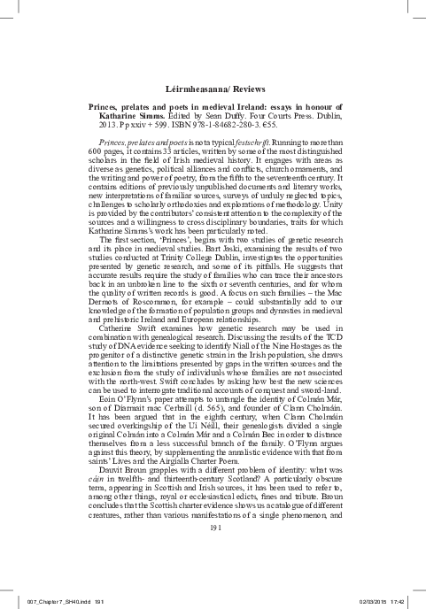 (PDF) Review of 'Clerical and learned lineages of medieval Co. Clare: a survey of the fifteenth ...