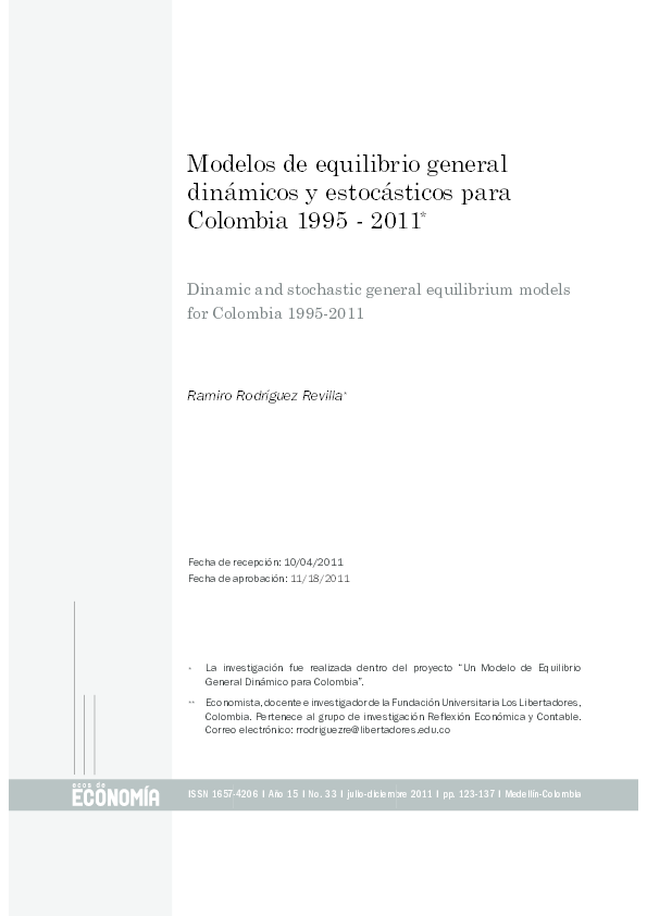 (PDF) Modelos de equilibrio general dinámicos y estocásticos para ...