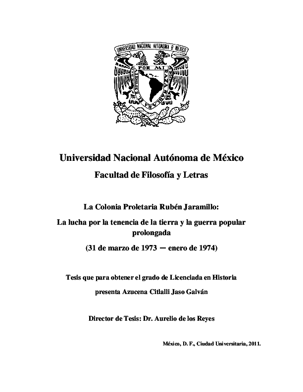 (PDF) La Colonia Proletaria Rubén Jaramillo: La lucha por la tenencia ...