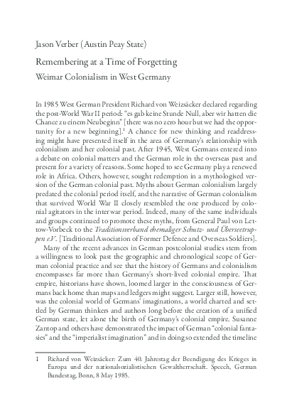 (PDF) Remembering at a Time of Forgetting: Weimar Colonialism in West ...
