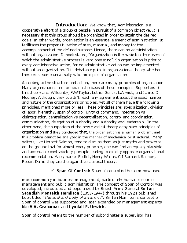 (PDF) Span of control, Unity of command, Co-ordination