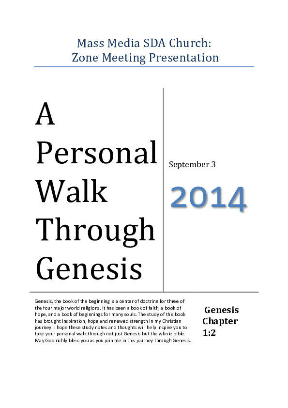 (PDF) A Personal Walk Through Genesis