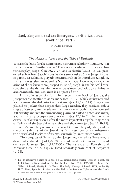 (PDF) Saul, Benjamin and the Emergence of 'Biblical Israel ...