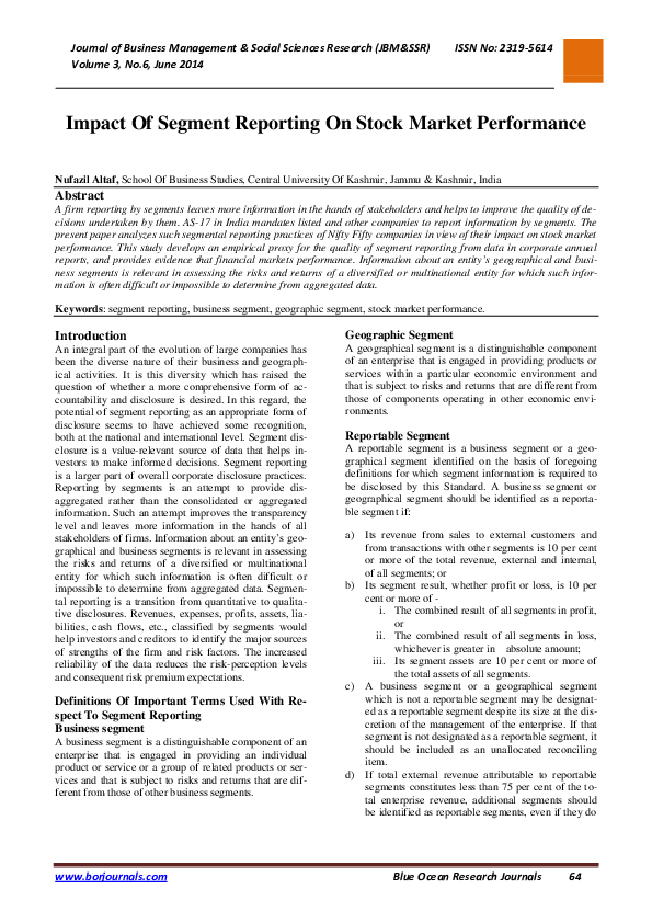 (PDF) Impact of segment reporting on stock market performance