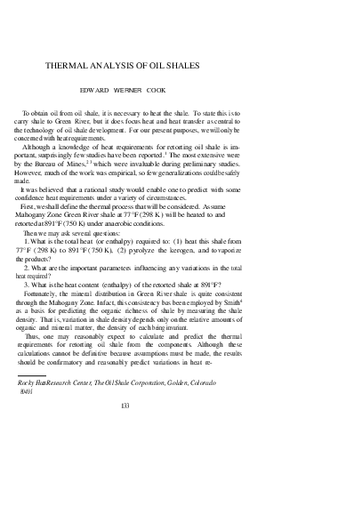 (PDF) Thermal Analysis of Oil Shales | Edward Werner Cook - Academia.edu