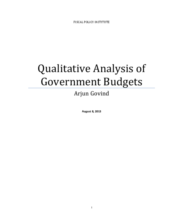 (PDF) Qualitative Analysis of Government Budgets