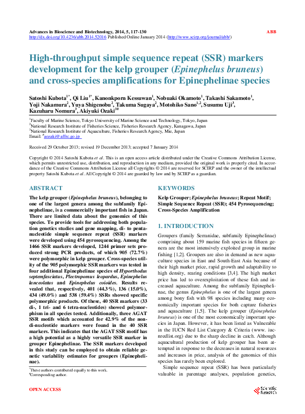 Pdf High Throughput Simple Sequence Repeat Ssr Markers Development