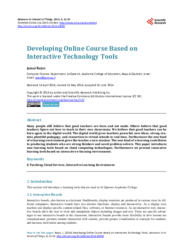 (PDF) Developing Online Course Based on Interactive Technology Tools