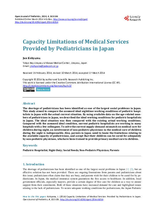 (PDF) Capacity Limitations of Medical Services Provided by ...