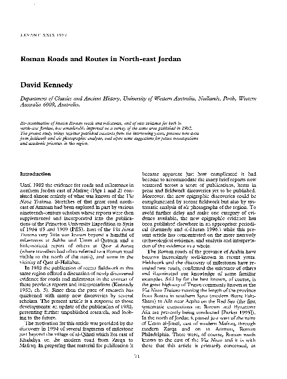 (PDF) Roman Roads and Routes in North-east Jordan
