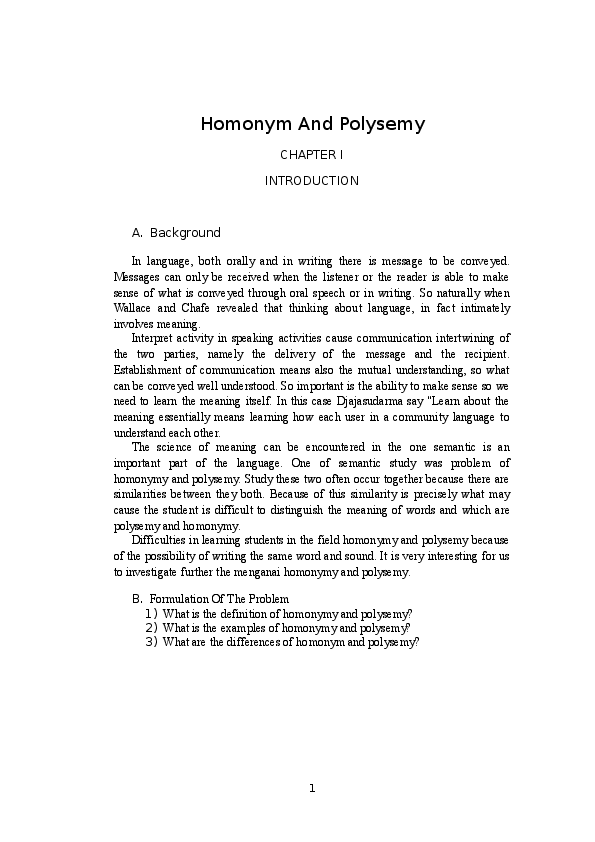 (DOC) Translation: Homonym and Polysemy