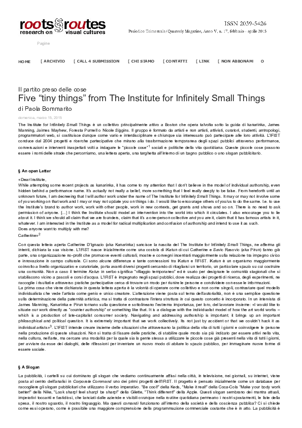 (PDF) Five “tiny things” from The Institute for Infinitely Small Things