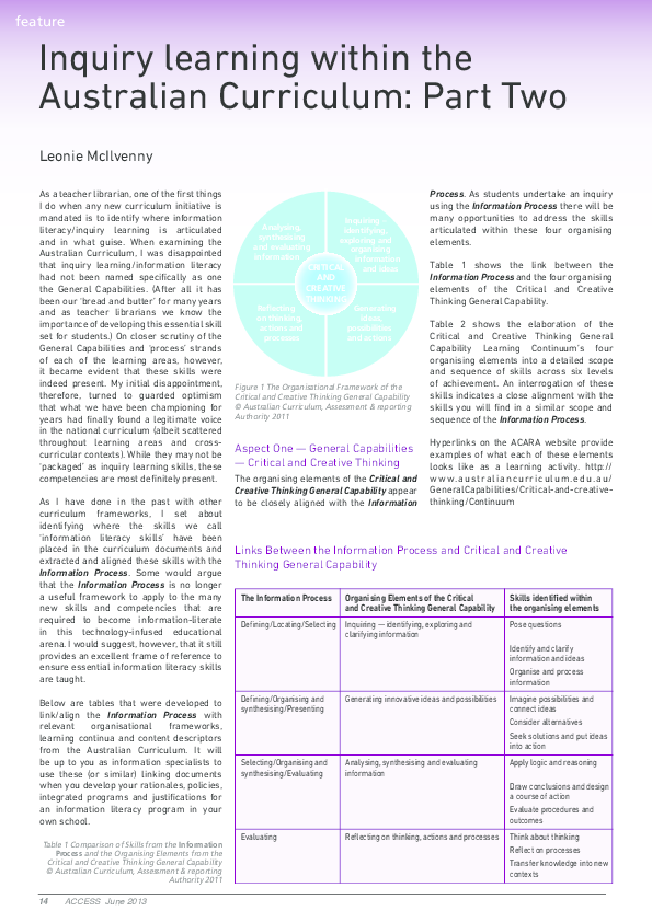 (PDF) Inquiry learning within the Australian Curriculum: Part Two