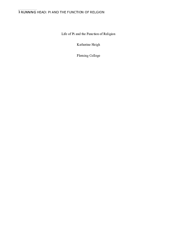 (DOC) Life of Pi and the Function of Religion