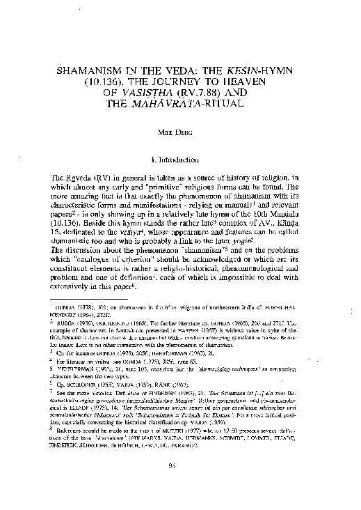 (PDF) Shamanism in the Veda The Kesin-Hymn, the Journey to Heaven of ...